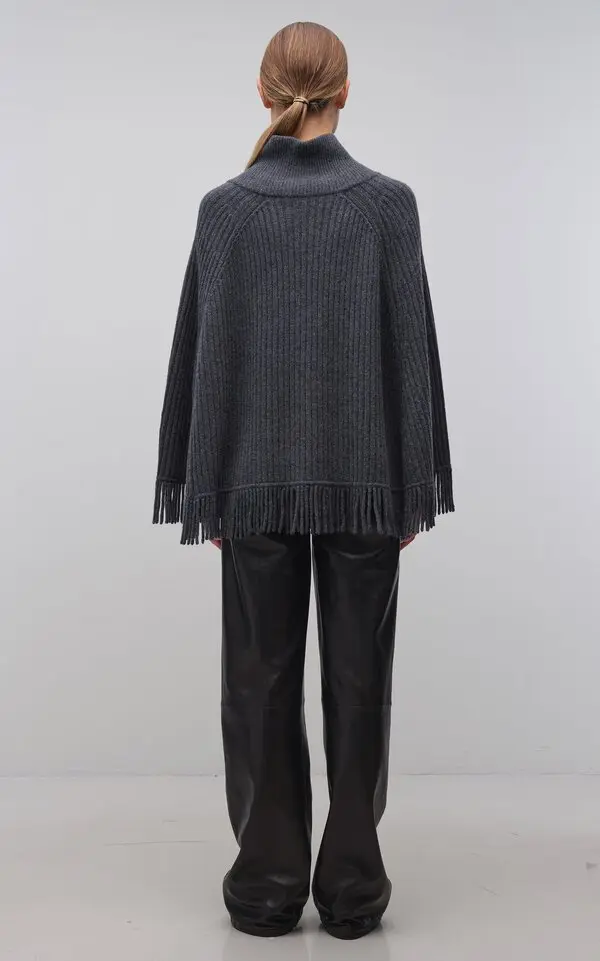 Simkhai Danni Quarter Zip Wool-cashmere Poncho Top