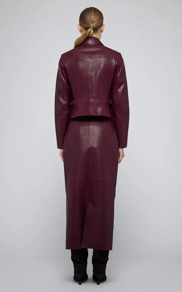 Simkhai Freeman Leather Jacket - Burgundy