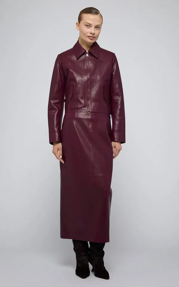 Simkhai Freeman Leather Jacket - Burgundy