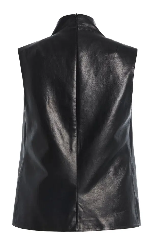 Simkhai Halley Funnel-neck Leather Top