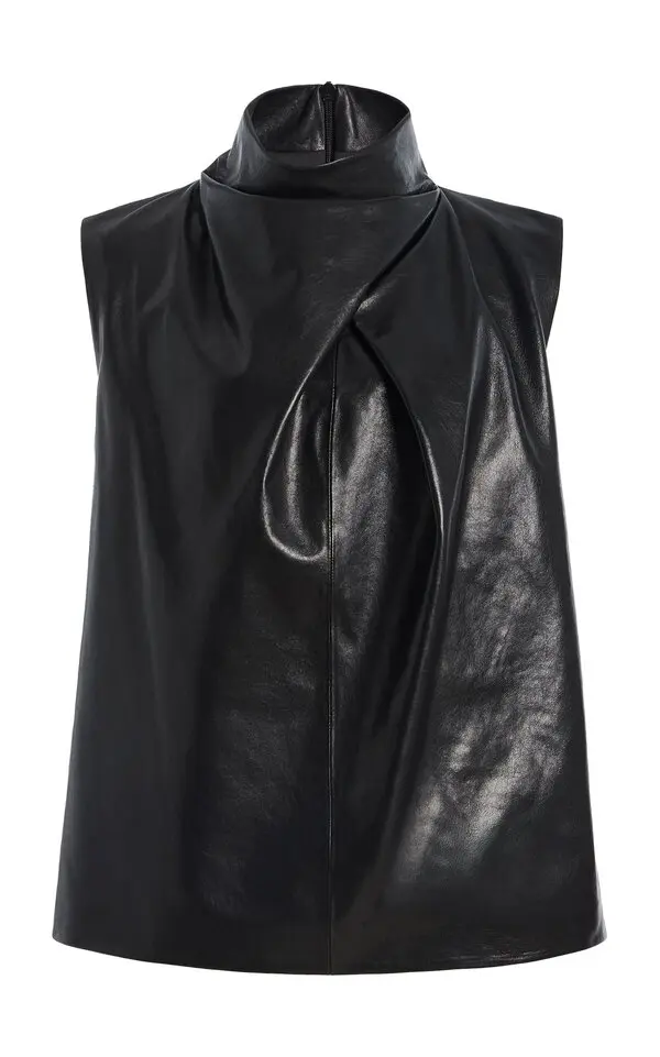 Simkhai Halley Funnel-neck Leather Top