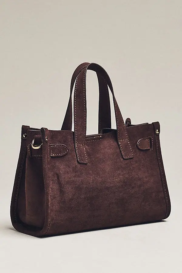 Anthropologie Faux Suede Belted Satchel