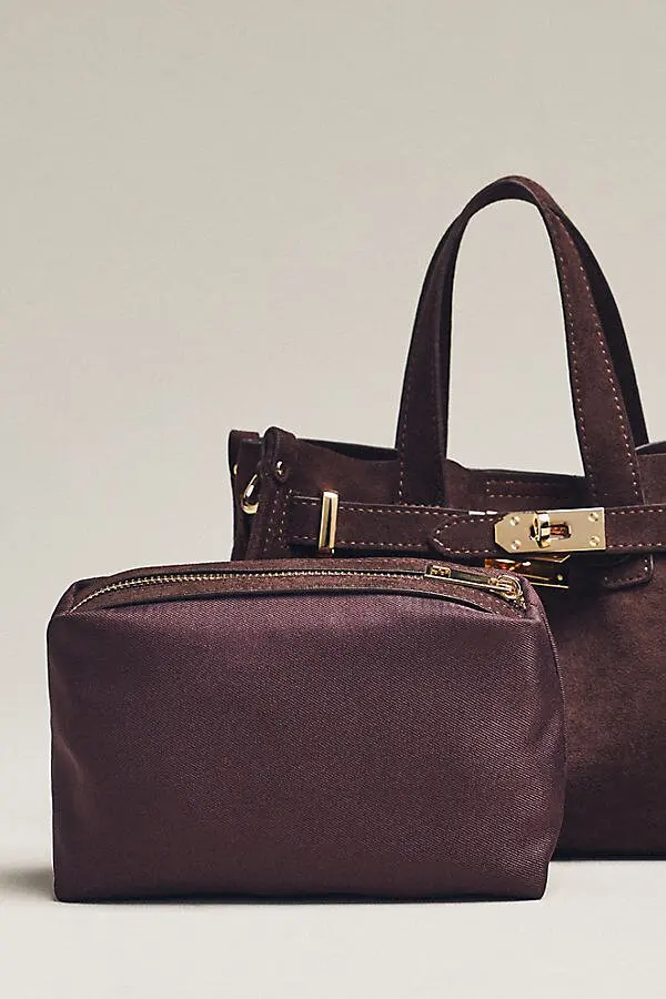 Anthropologie Faux Suede Belted Satchel