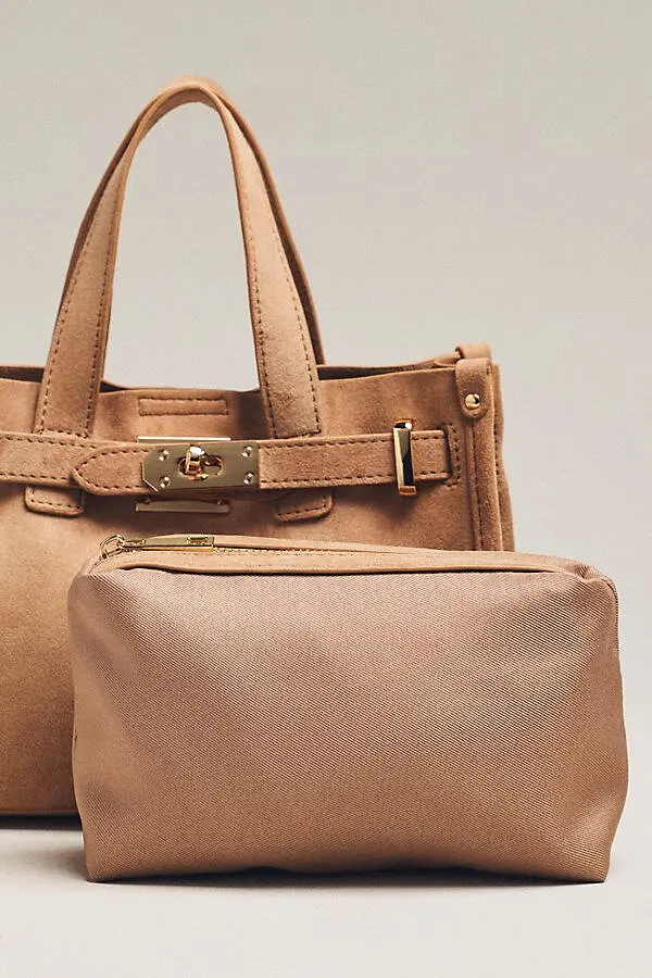 Anthropologie Faux Suede Belted Satchel