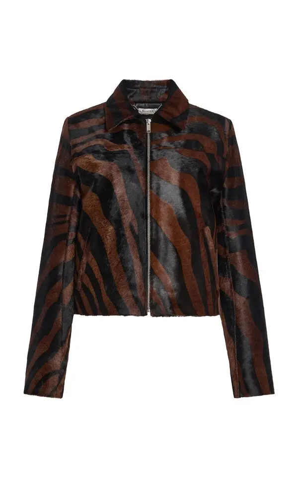 Simkhai Daria Pony Hair Leather Jacket - Print
