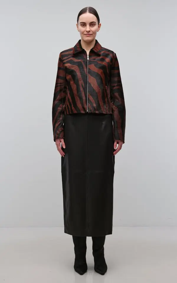Simkhai Daria Pony Hair Leather Jacket - Print