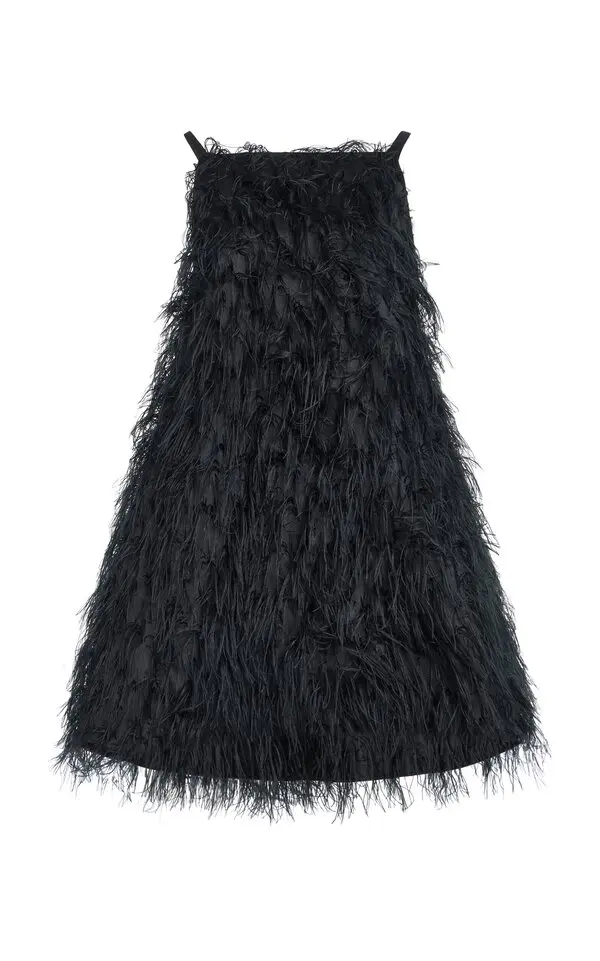 Simkhai Kalla Feather-embellished Mini Dress - Black