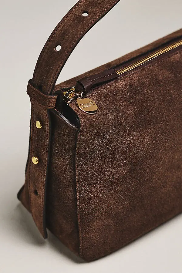 Clare V. Fleurine Shoulder Bag - Chocolate Suede