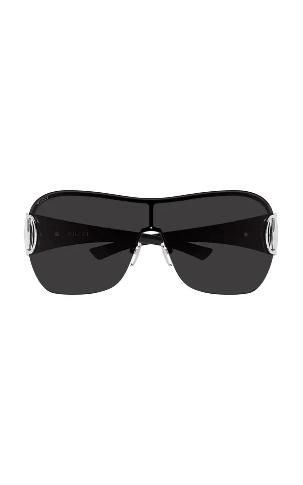 Gucci Mask-frame Metal Sunglasses - Silver