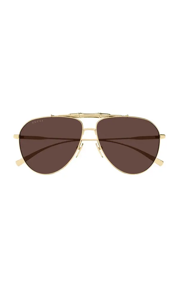 Gucci Aviator-frame Metal Sunglasses - Gold