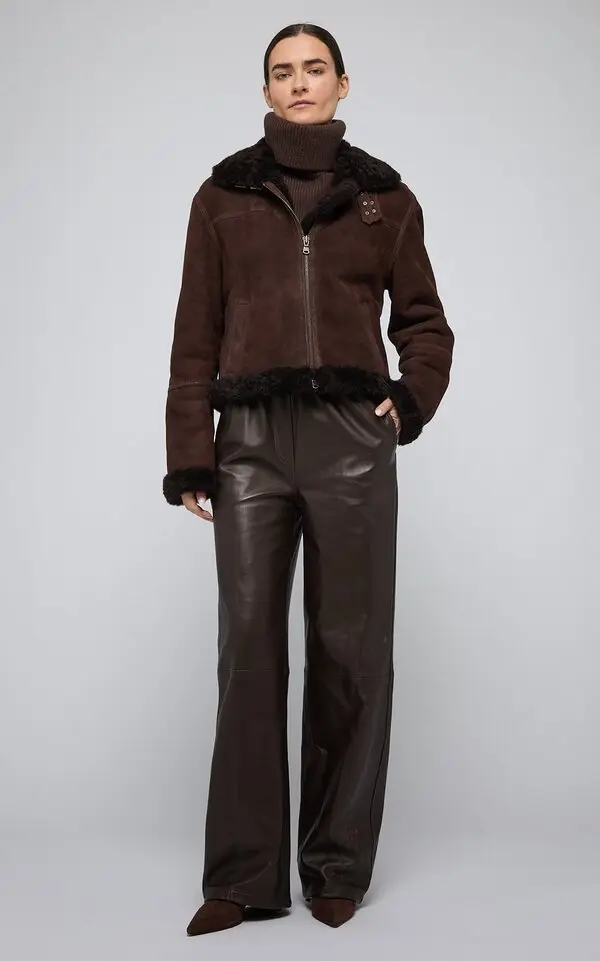 Simkhai Cassia Shearling Cropped Jacket