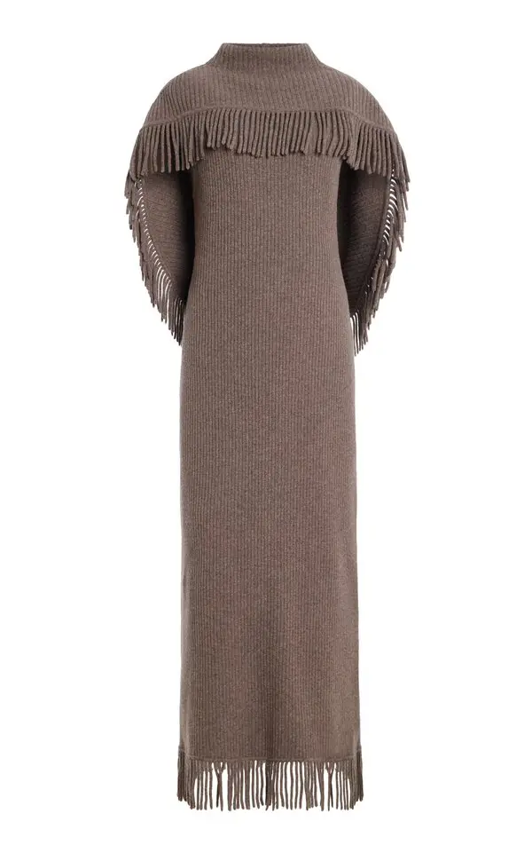 Simkhai Wool-cashmere Knit Cape Midi Dress - Brown