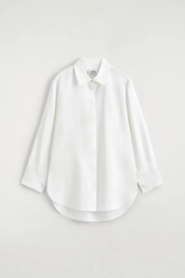 Cos Longline Linen Shirt - White