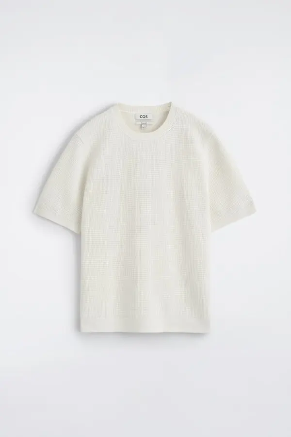 Cos Waffle-knit Cotton T-shirt - White