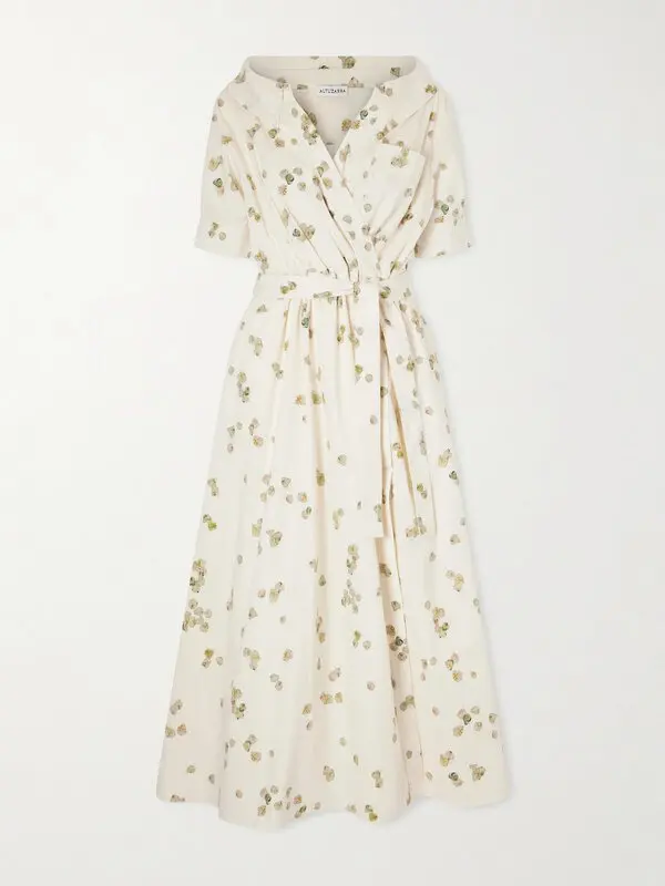 Altuzarra Lydia Belted Printed Midi Dress - Neutrals