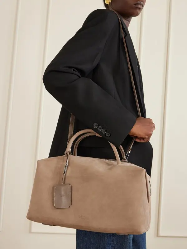 Max Mara Leather-trimmed Nubuck Tote