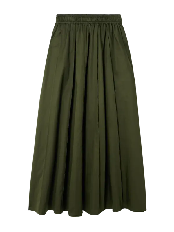 JOSEPH Manar Pleated Cotton-sateen Midi Skirt - Green