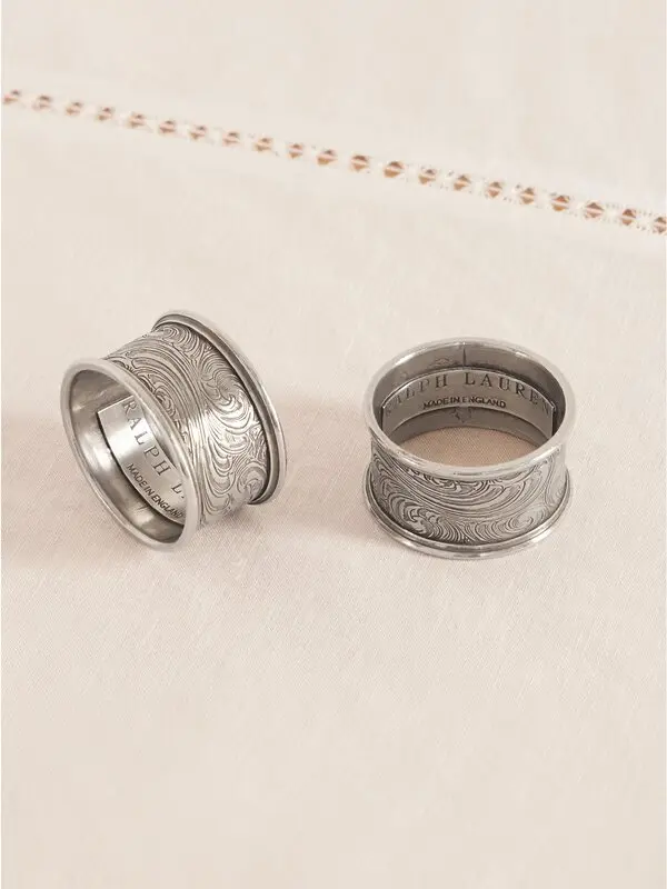 Ralph Lauren Aidan Set Of Two Engraved Pewter Napkin Rings - Silver