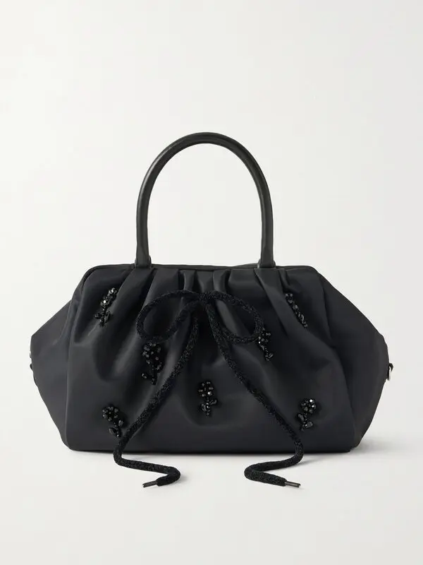 Simone Rocha Leather-trimmed Embellished Tote