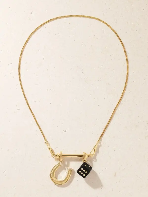MARIE LICHTENBERG Dado And Horseshoe Diamond Necklace - Black
