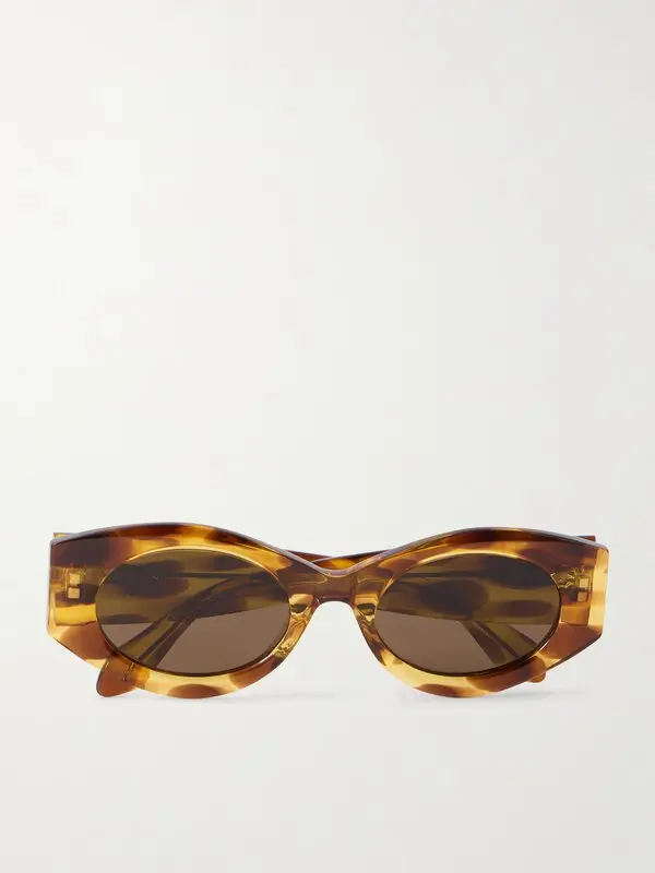 Alaïa Lettering Round-frame Tortoiseshell Acetate Sunglasses - Yellow
