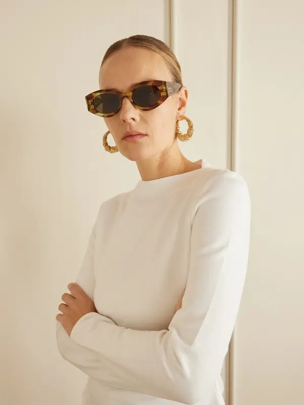 Alaïa Lettering Round-frame Tortoiseshell Sunglasses - Yellow