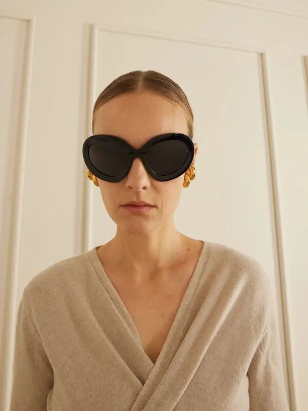 Alaïa Round-frame Acetate Sunglasses - Black
