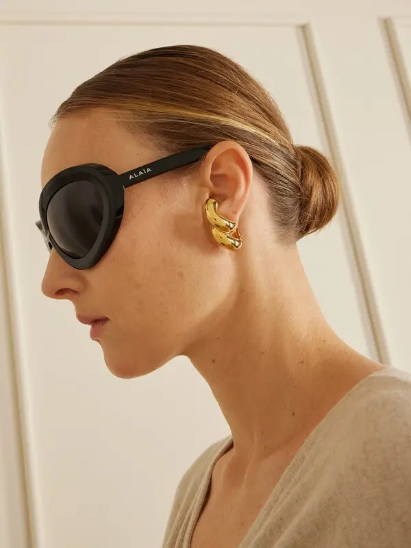 Alaïa Round-frame Acetate Sunglasses - Black
