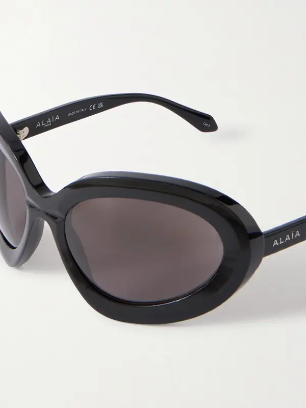 Alaïa Round-frame Acetate Sunglasses - Black