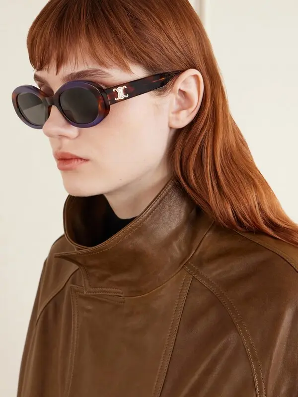 Celine Triomphe Oval-frame Sunglasses - Brown