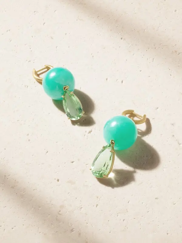 Irene Neuwirth Gumball 18-karat Gold, Chrysoprase And Tourmaline Earrings - Green
