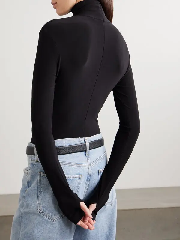 Norma Kamali Stretch-jersey Turtleneck Bodysuit - Black