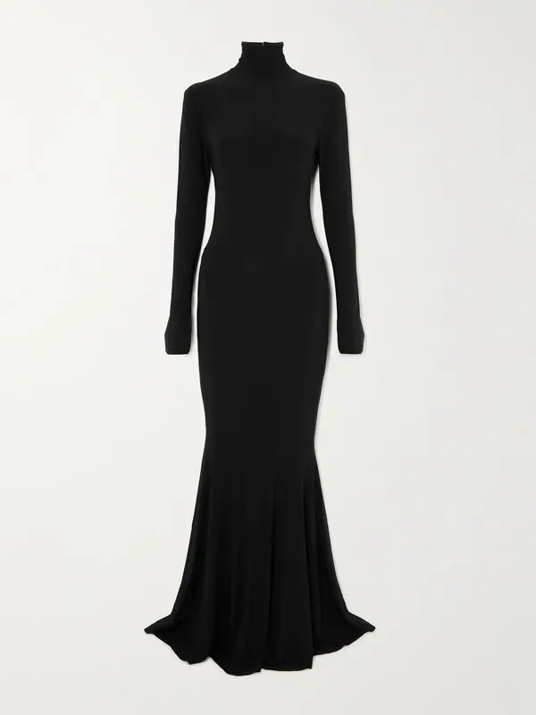 Norma Kamali Stretch-jersey Turtleneck Gown - Black