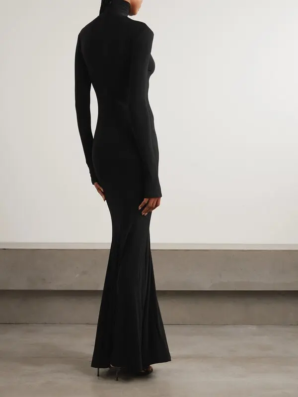 Norma Kamali Stretch-jersey Turtleneck Gown - Black