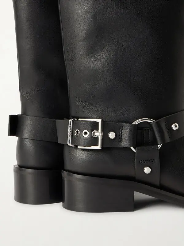 GANNI Buckled Biker Boots - Black