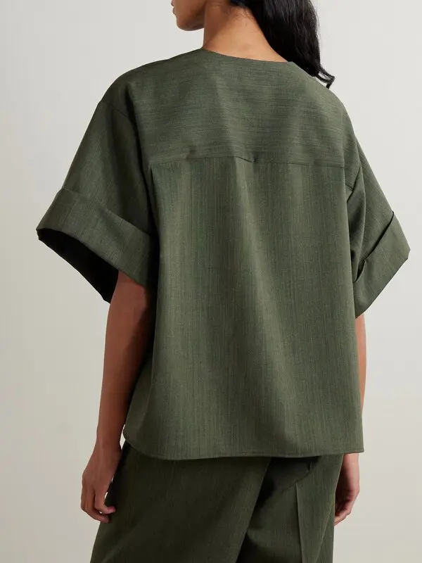 JOSEPH Yani Wool-twill Blouse - Green