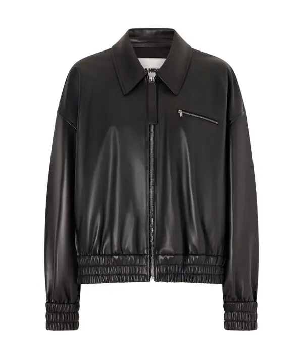 JIL SANDER Leather Bomber Jacket