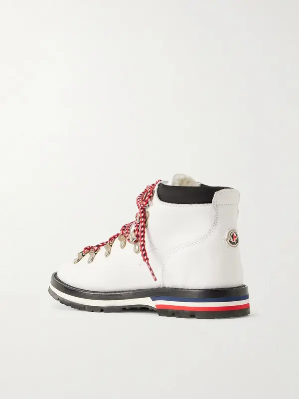 Moncler Blanche Shearling-lined Leather Ankle Boots - White