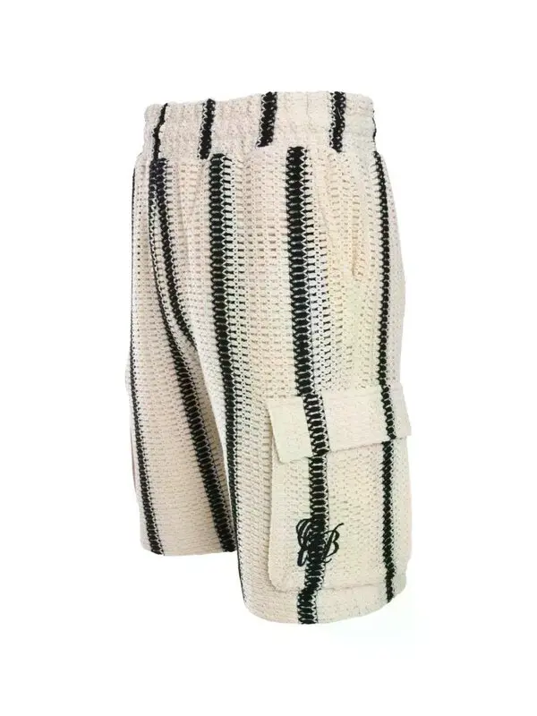 ONLY THE BLIND Striped Crochet Shorts