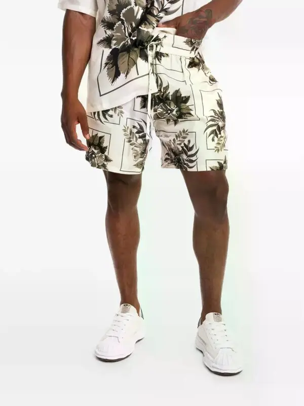 ONLY THE BLIND Botanical Print Silk Shorts