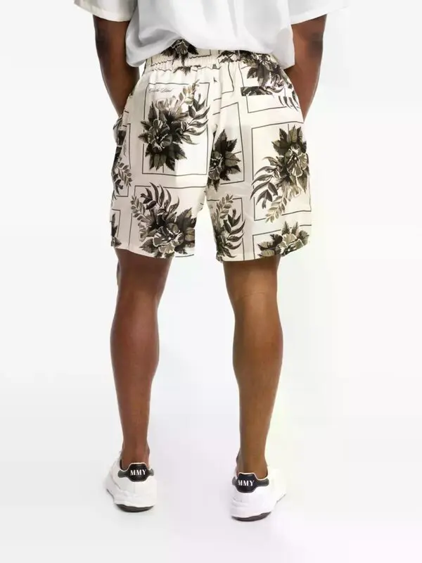 ONLY THE BLIND Botanical Print Silk Shorts