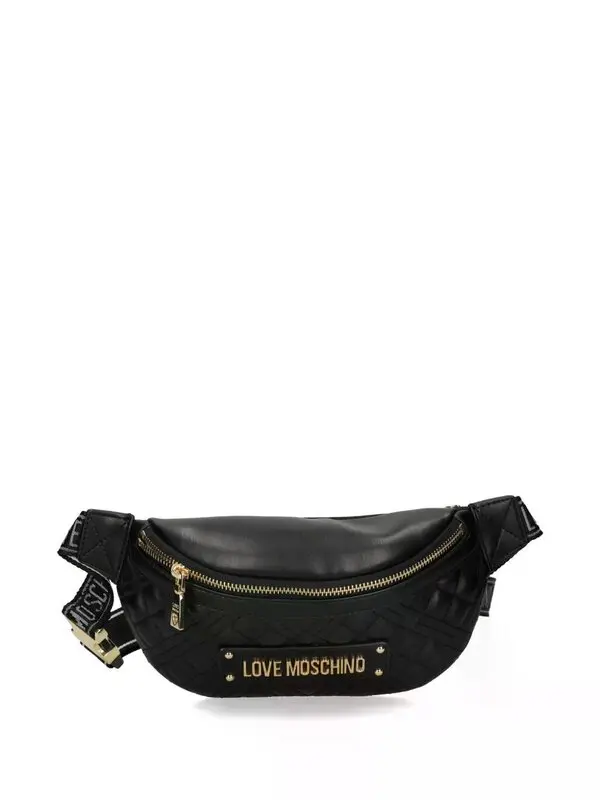 Moschino Quilted Belt Bag With Logo - Black