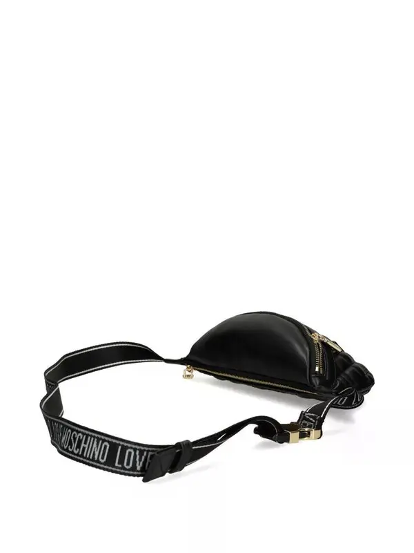 Moschino Quilted Belt Bag With Logo - Black