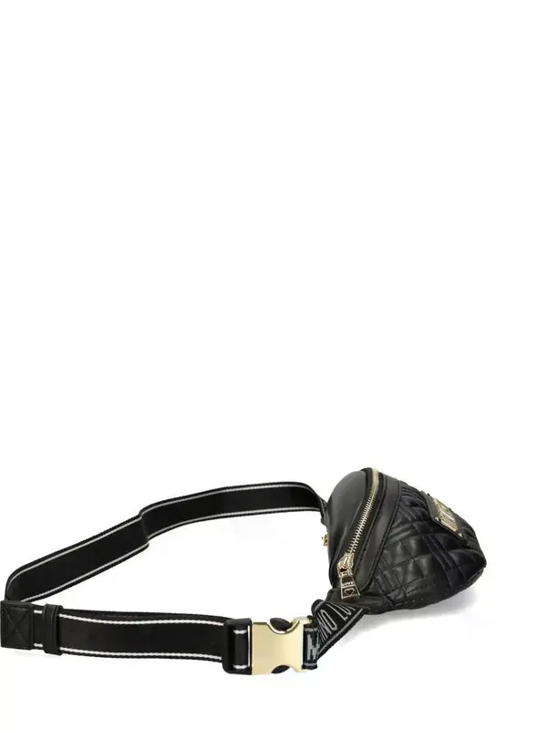 Moschino Quilted Belt Bag With Logo - Black