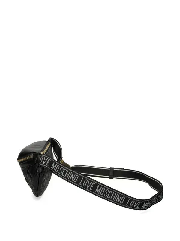 Moschino Quilted Belt Bag With Logo - Black