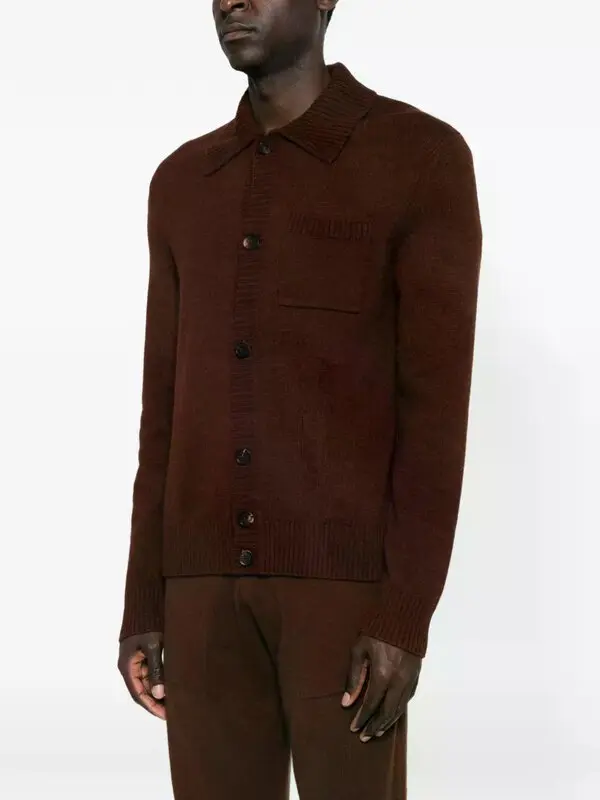 Eric Bompard Ribbed Shirt-collar Cardigan - Brown