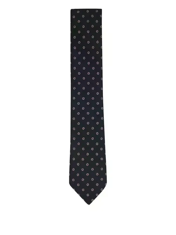 Zegna Patterned Neck Tie - Black
