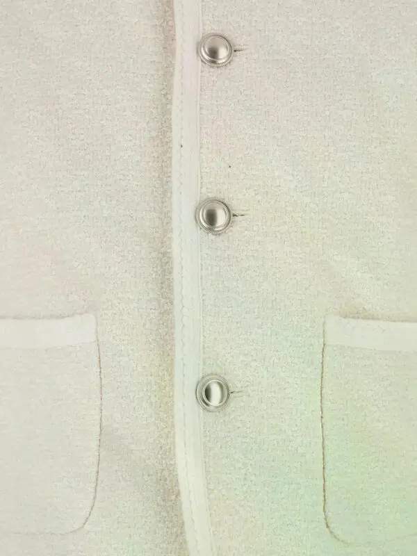 DUNST Collarless Tweed Jacket With Embroidered Trim