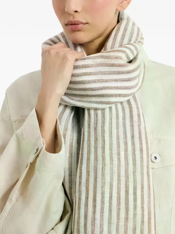 Brunello Cucinelli Striped Fringed Scarf
