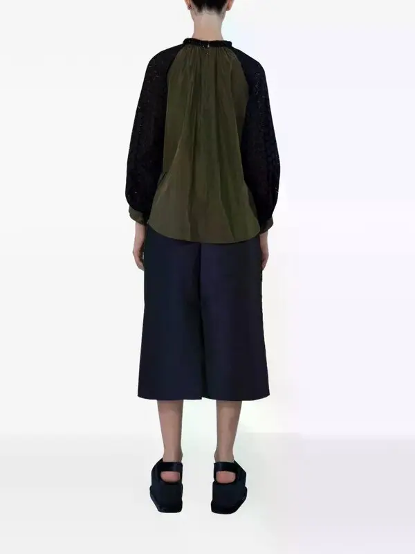 Biyan Gathered Neckline Eyelet Blouse